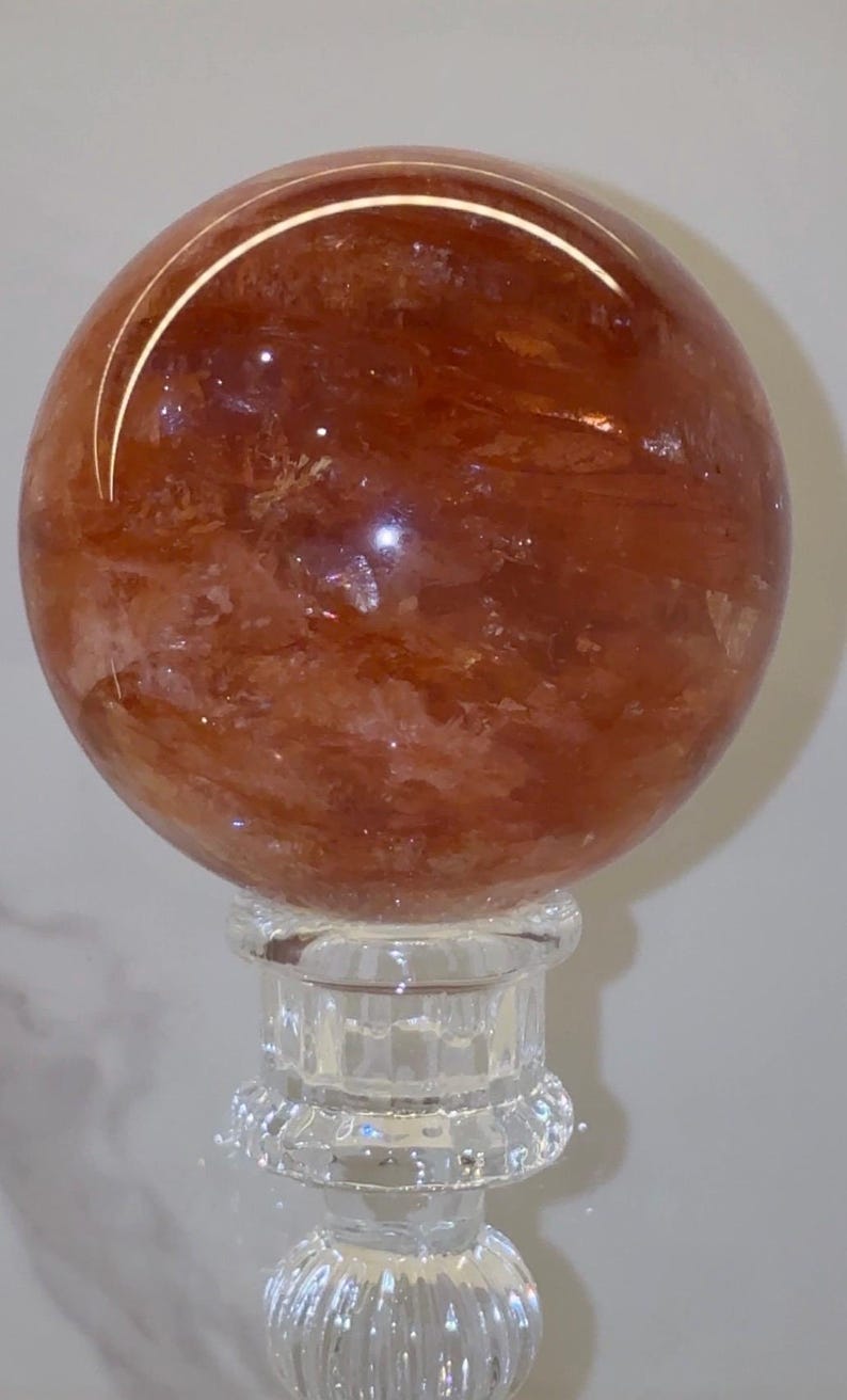 Natural Brazilian Red Hematoid Quartz Sphere • Fire Quartz Crystal Ball ...