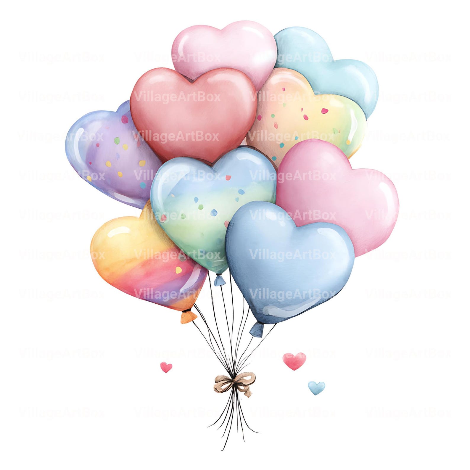 Watercolor Birthday Balloons Clipart | Pastel Balloon Bundles | Digital ...