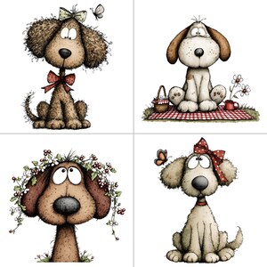 Whimsical Spring Dogs Clipart: Quirky Floral Puppies & Garden Friends ...