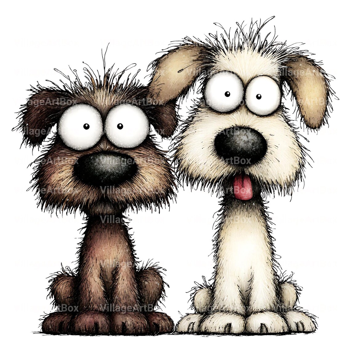 14 Whimsical Cartoon Dog Clipart Bundle Watercolor Funny Puppy Friends ...