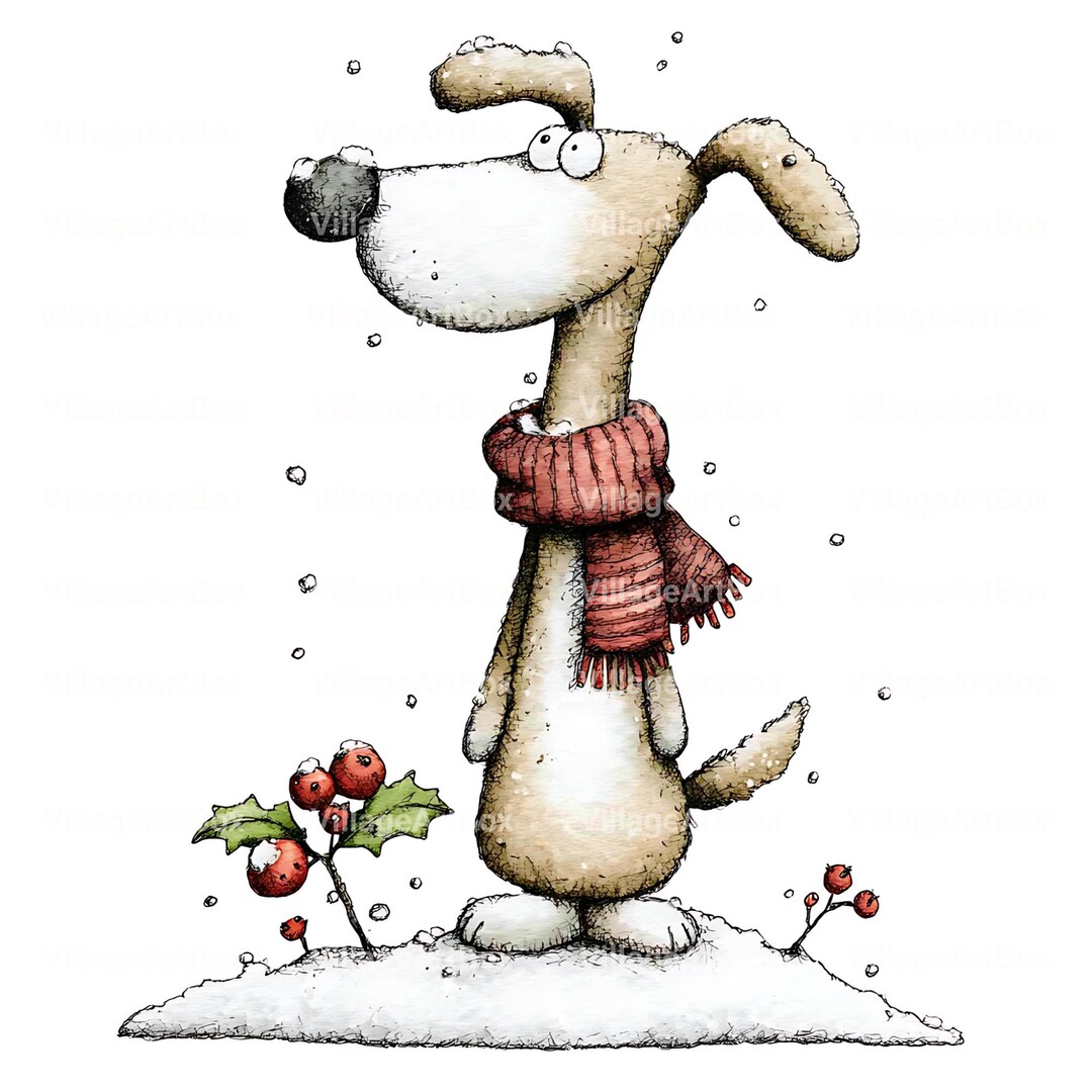 Watercolor Christmas Dogs Clipart | Whimsical Holiday Dogs | High-res ...