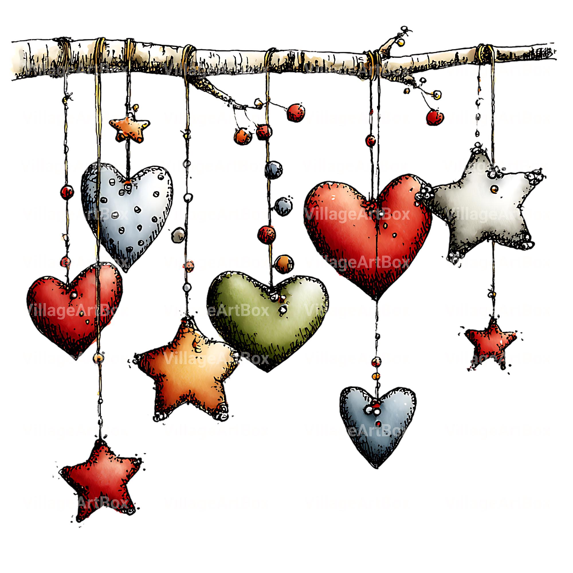 Whimsical Christmas Decor Clipart – Hanging Ornaments & Baubles, 10 ...