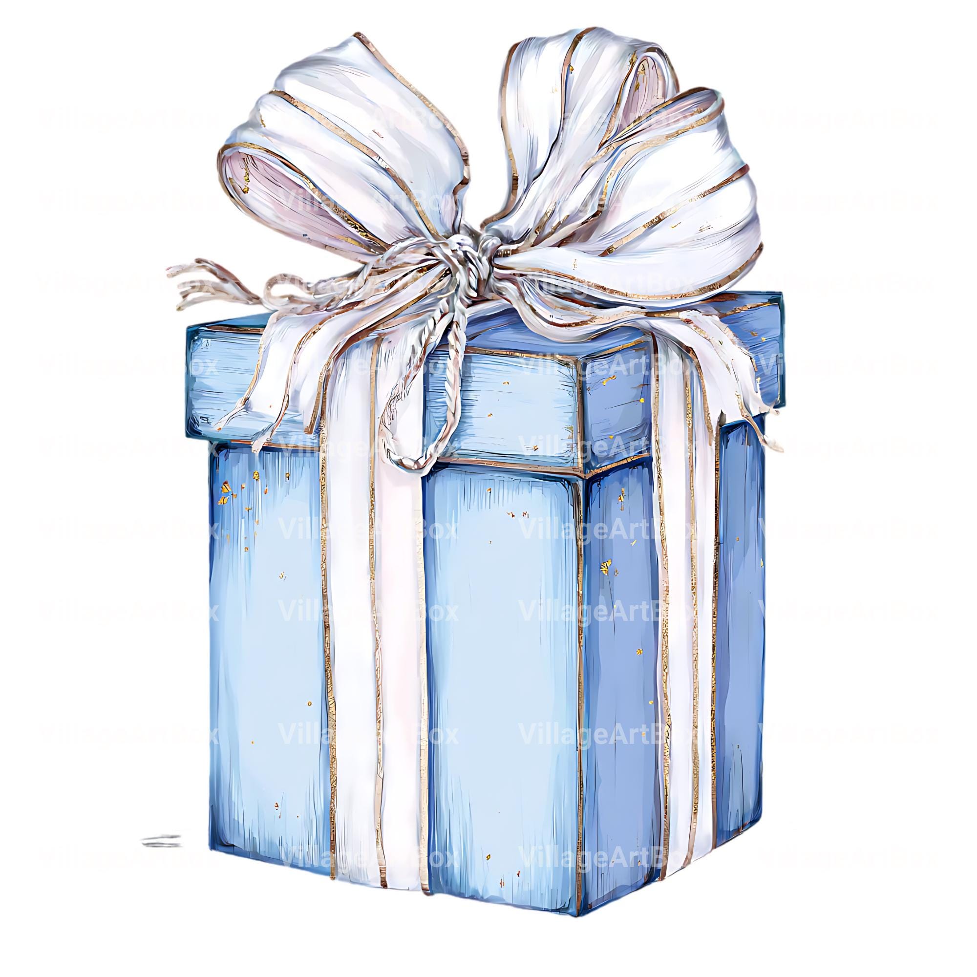 Blue Christmas Gift Boxes Clipart, Watercolor Presents With Bows ...