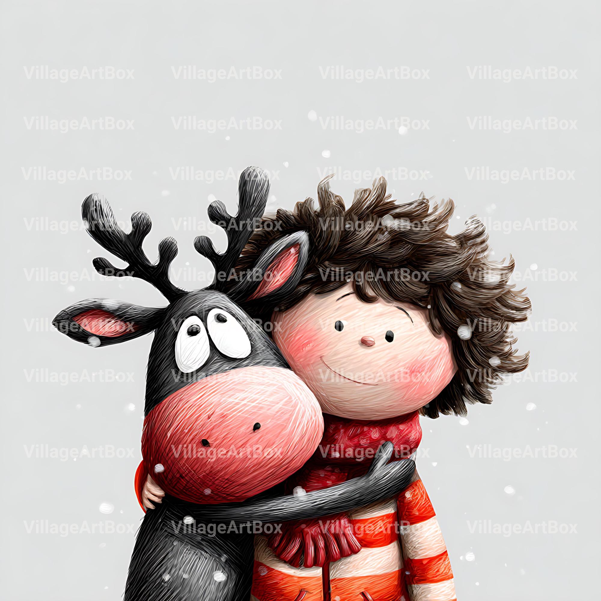 Winter Boy and Reindeer Clipart – Holiday JPG Set (instant Download) - Etsy
