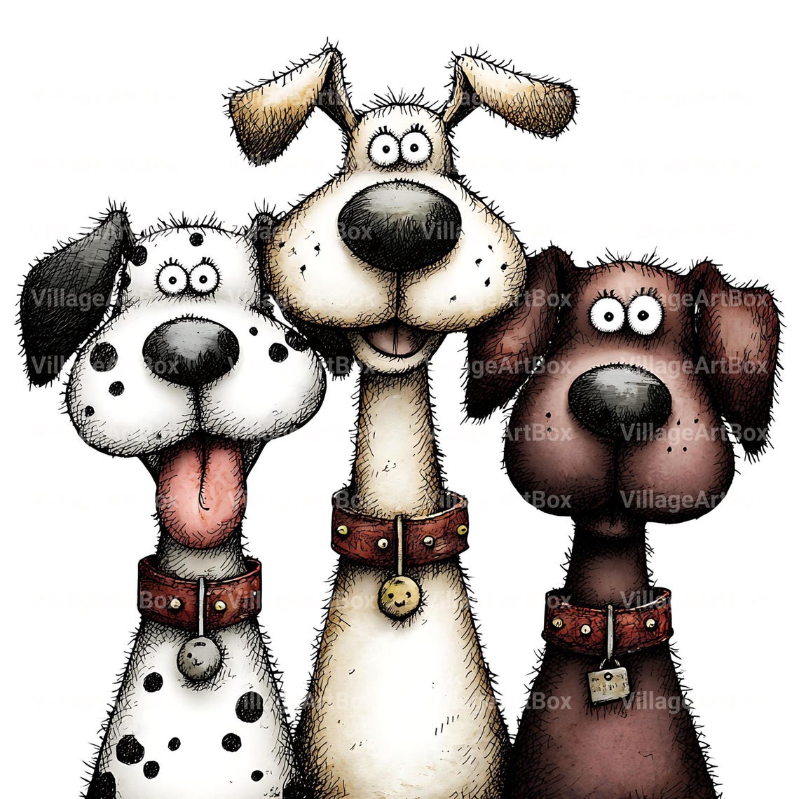 14 Whimsical Cartoon Dog Clipart Bundle Watercolor Funny Puppy Friends ...