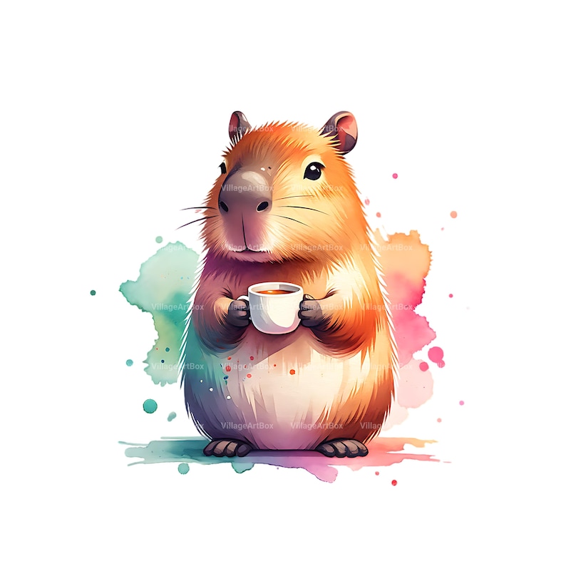 Watercolor Capybara Clipart Bundle: PNG Images, Transparent Background ...