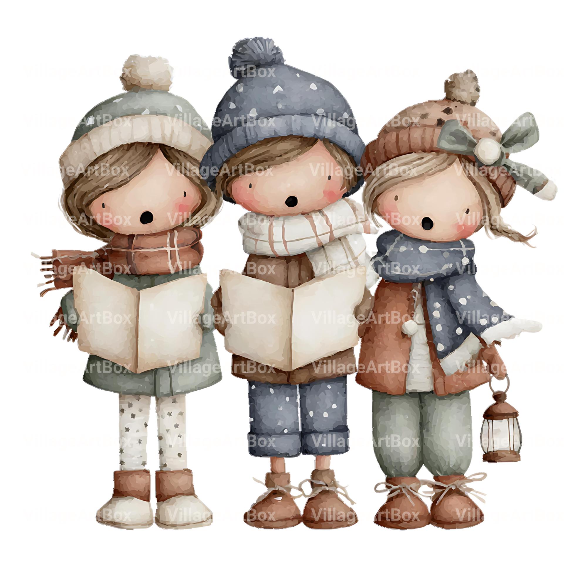 Cottagecore Christmas Kids Clipart: Cozy Winter Children (high-res Jpgs ...