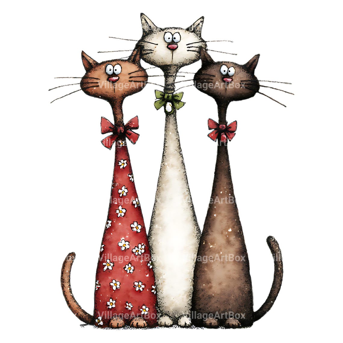 Watercolor Christmas Cats Clipart: Whimsical Holiday PNG Bundle ...
