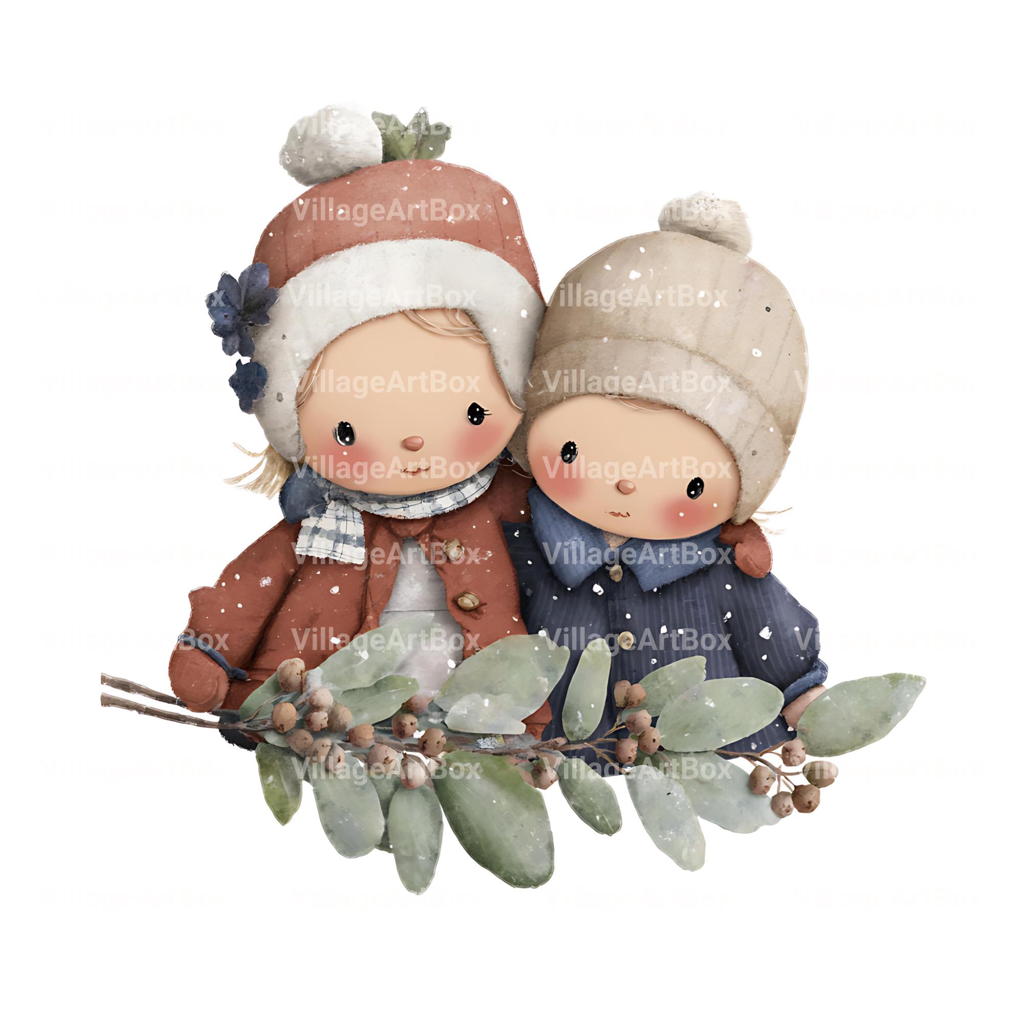 Cottagecore Christmas Kids Clipart: Cozy Winter Children (high-res Jpgs ...