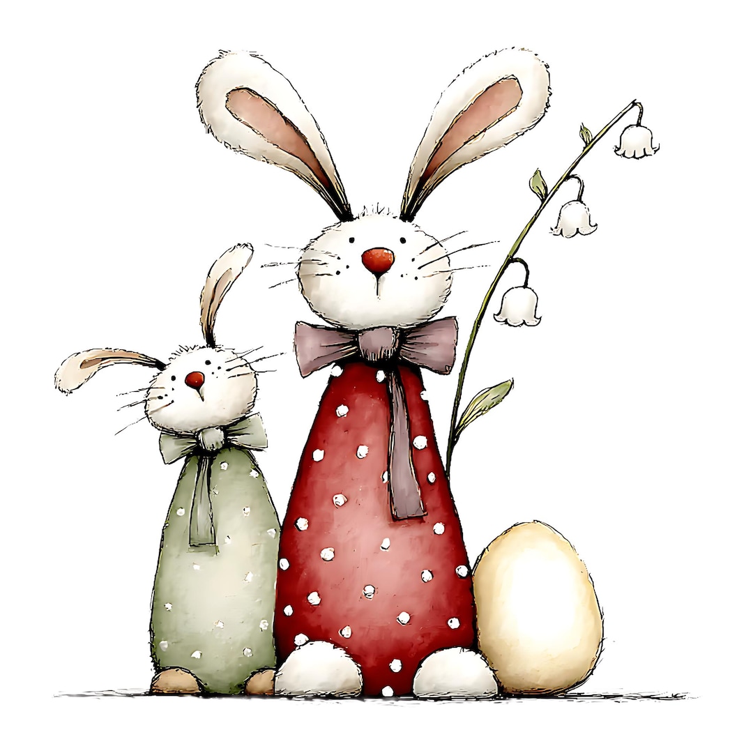 Happy Easter Bunny Clipart: Whimsical Spring Rabbits & Florals (digital ...