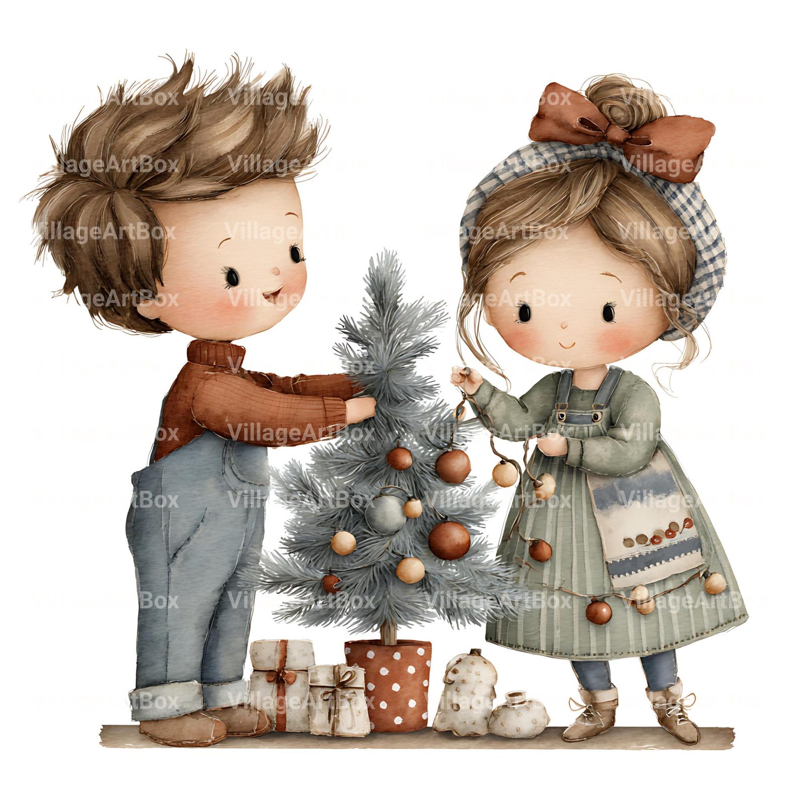 Cottagecore Christmas Kids Clipart: Cozy Winter Children (high-res Jpgs ...