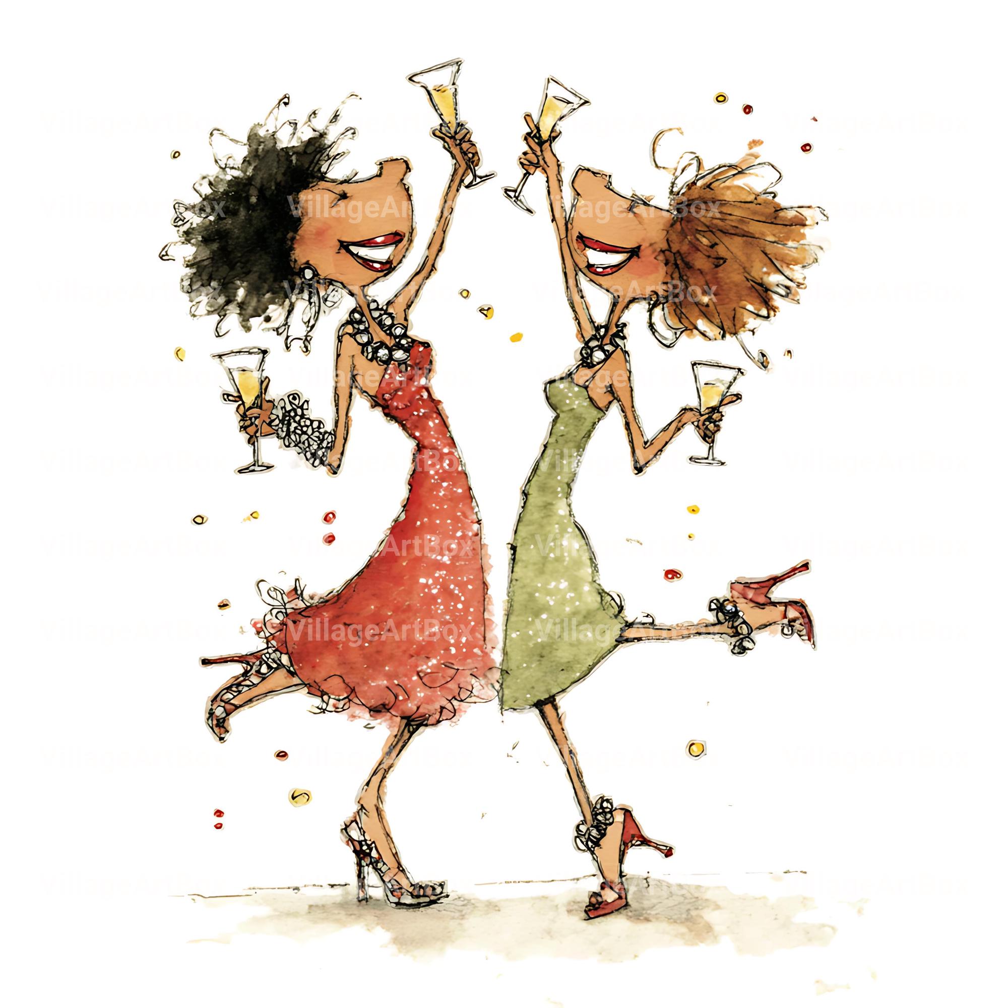 Girls Night Out Clipart | Party Ladies, Curvy Girlfriends Dancing, Best ...