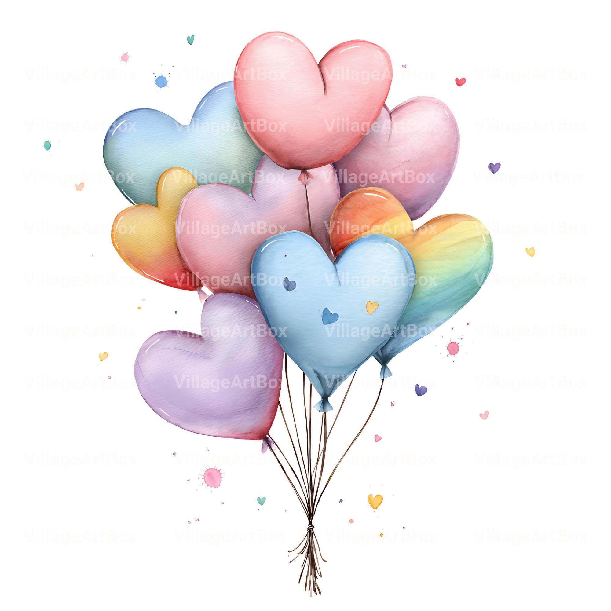 Watercolor Birthday Balloons Clipart | Pastel Balloon Bundles | Digital ...