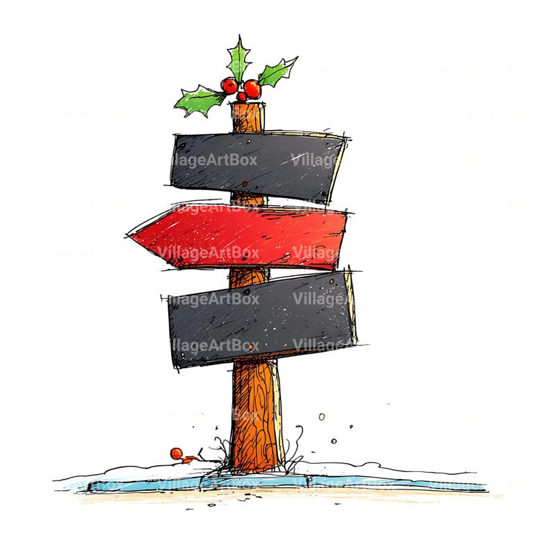 Christmas Signpost Clipart: Santa's Workshop Wooden Signs (jpgs) - Etsy