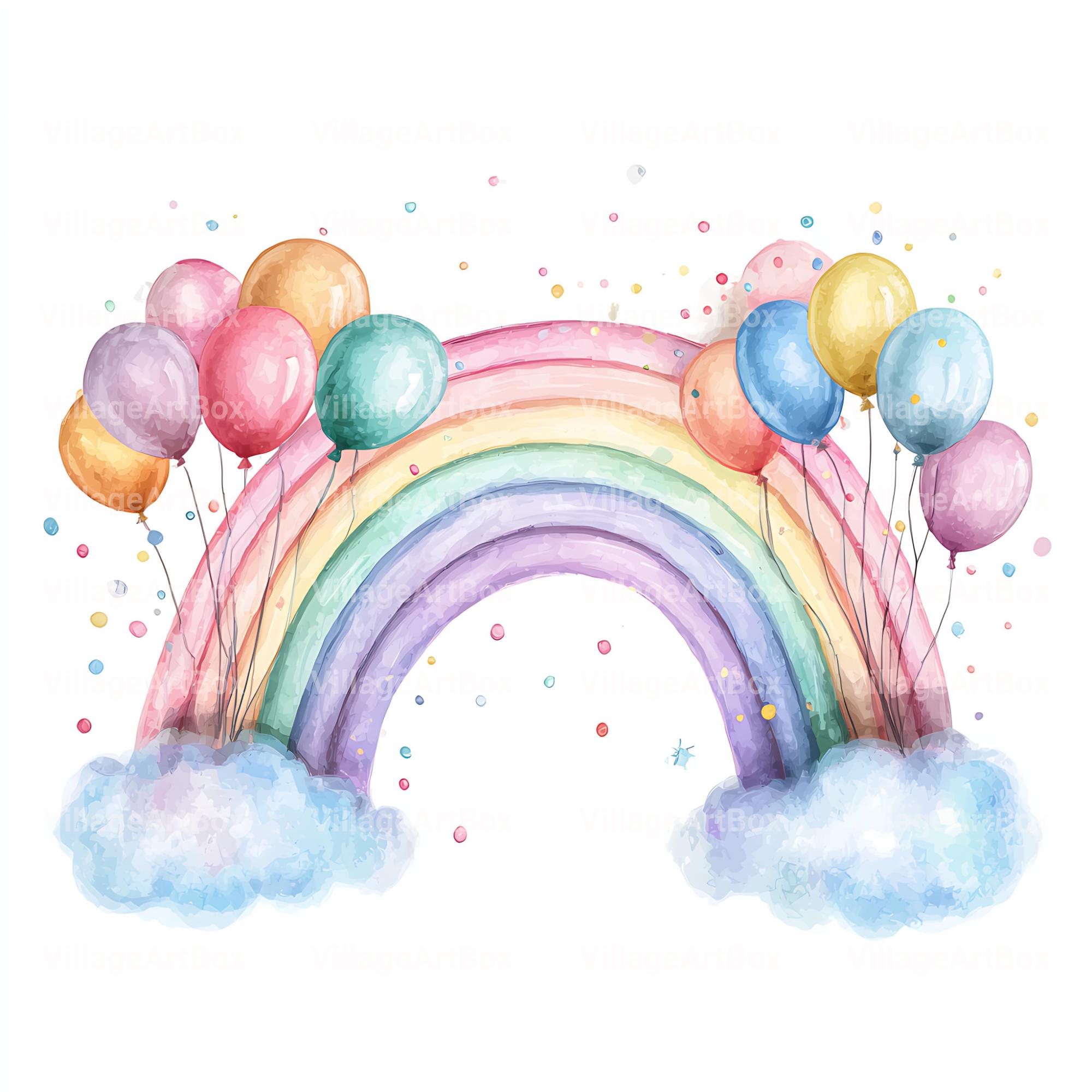 Watercolor Pastel Rainbow Clipart | Nursery Rainbows, Clouds | Digital ...
