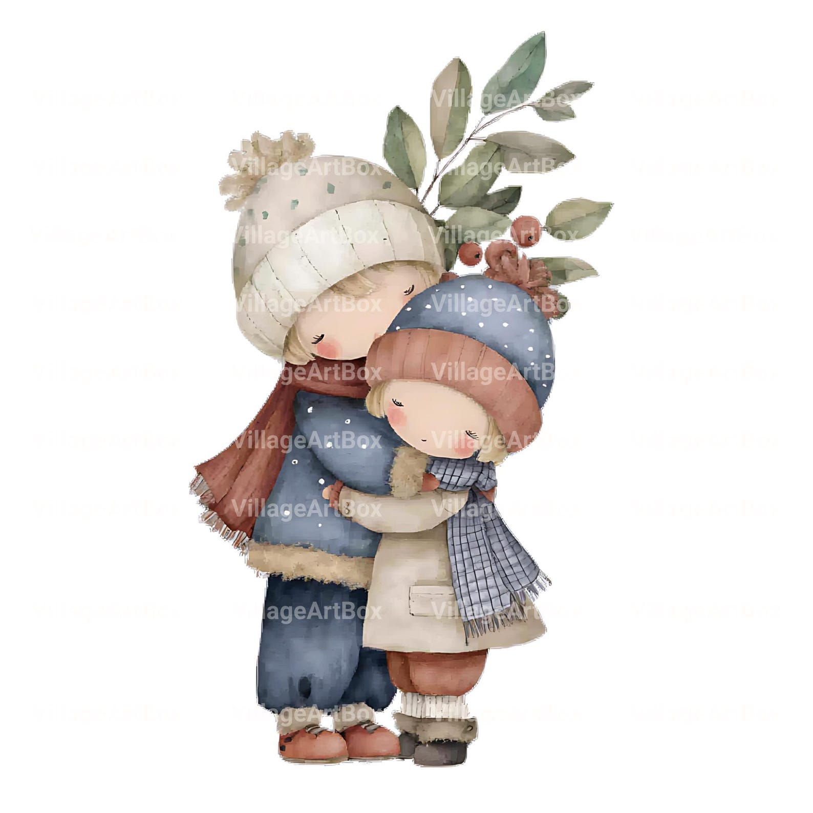 Cottagecore Christmas Kids Clipart: Cozy Winter Children (high-res Jpgs ...