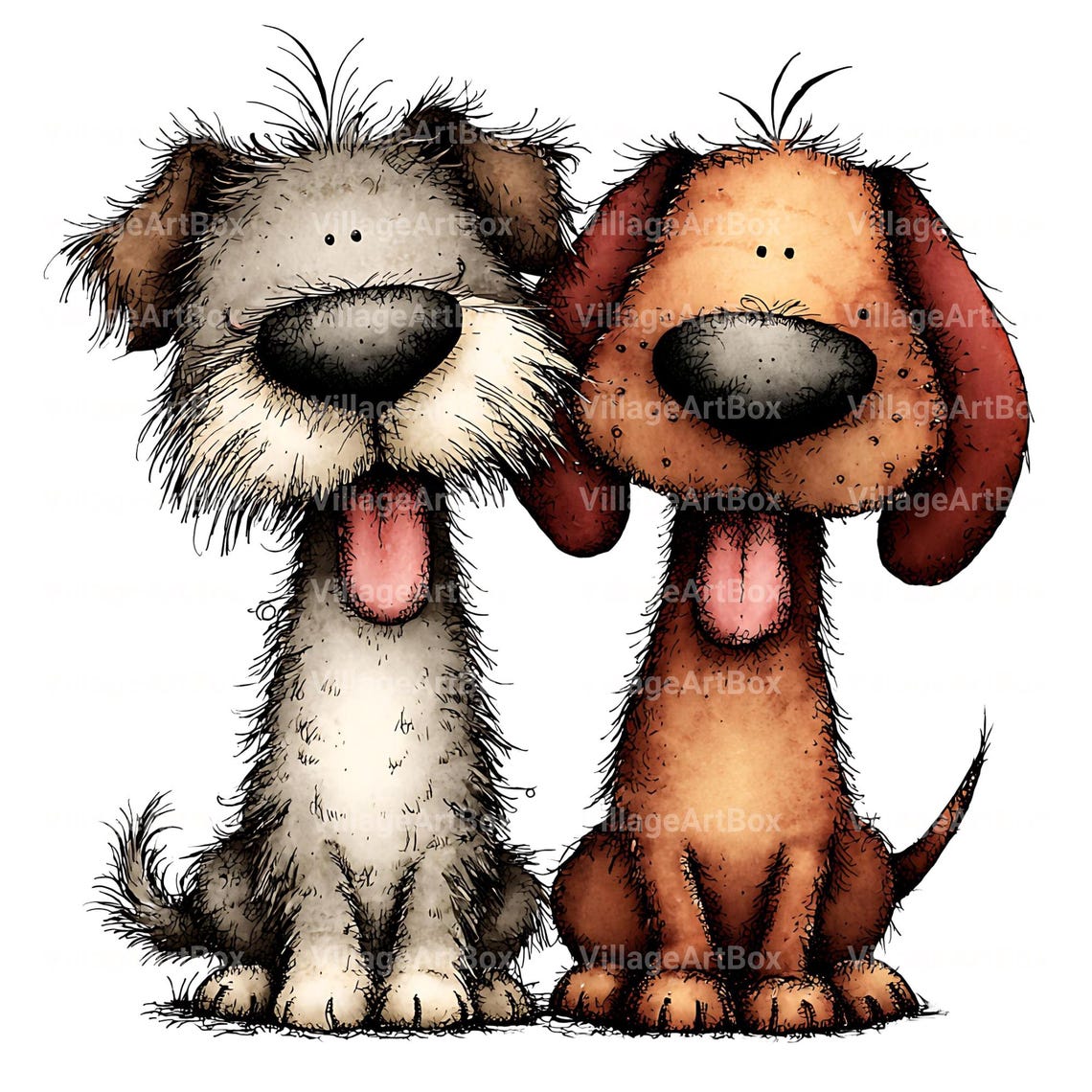 14 Whimsical Cartoon Dog Clipart Bundle Watercolor Funny Puppy Friends ...