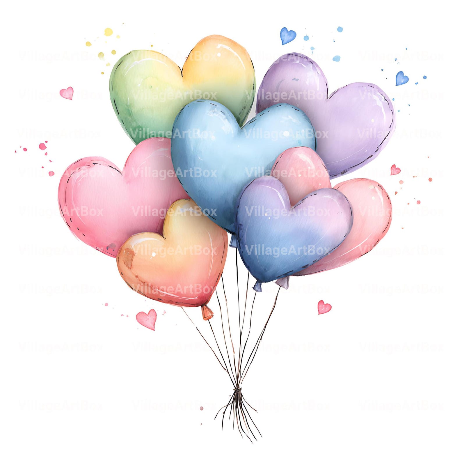 Watercolor Birthday Balloons Clipart | Pastel Balloon Bundles | Digital ...