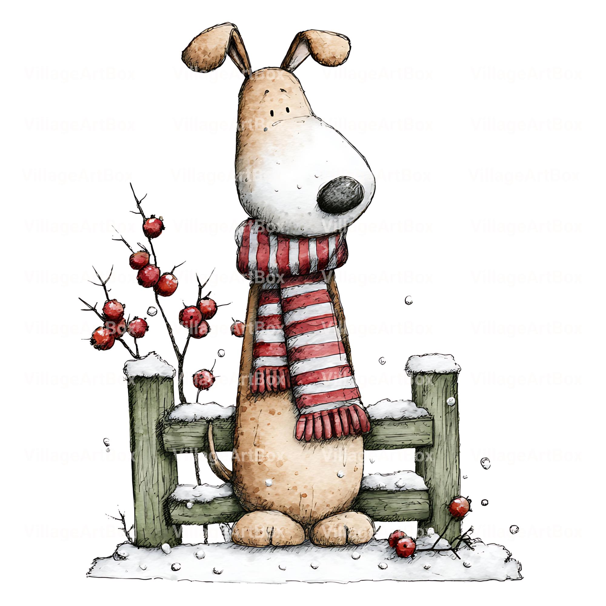 Watercolor Christmas Dogs Clipart | Whimsical Holiday Dogs | High-res ...