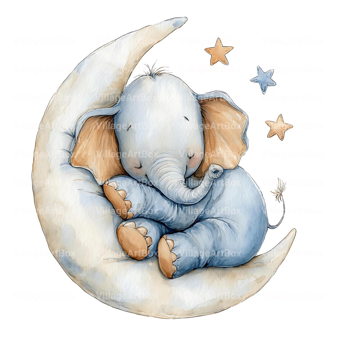 Baby Elephant Birthday Clipart | Blue Boy Numbers 1–3, Safari Nursery ...
