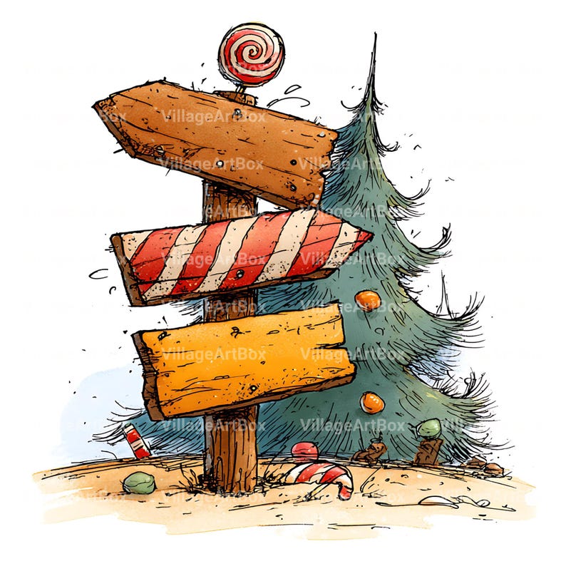Christmas Signpost Clipart: Santa's Workshop Wooden Signs (jpgs) - Etsy
