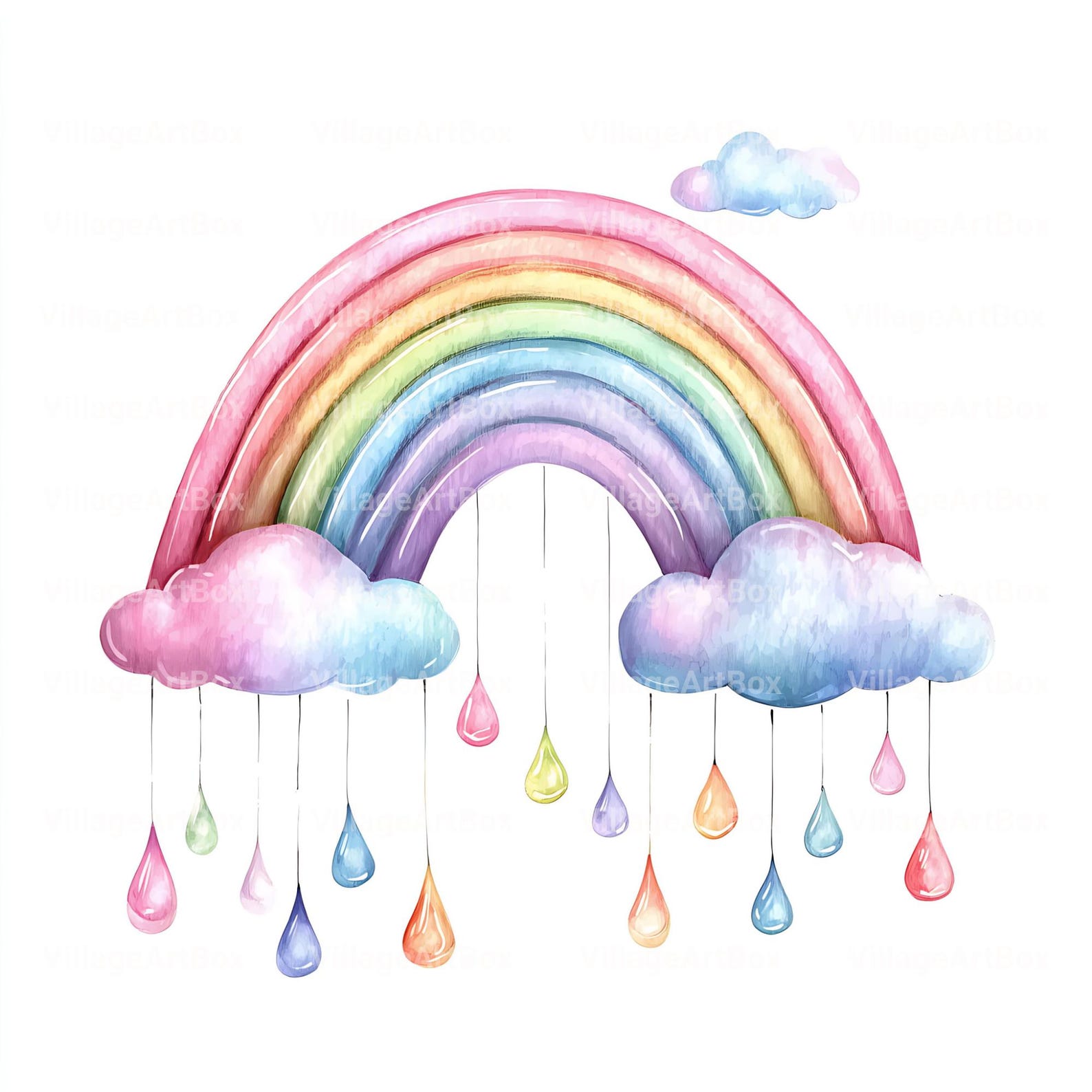 Watercolor Pastel Rainbow Clipart | Nursery Rainbows, Clouds | Digital ...
