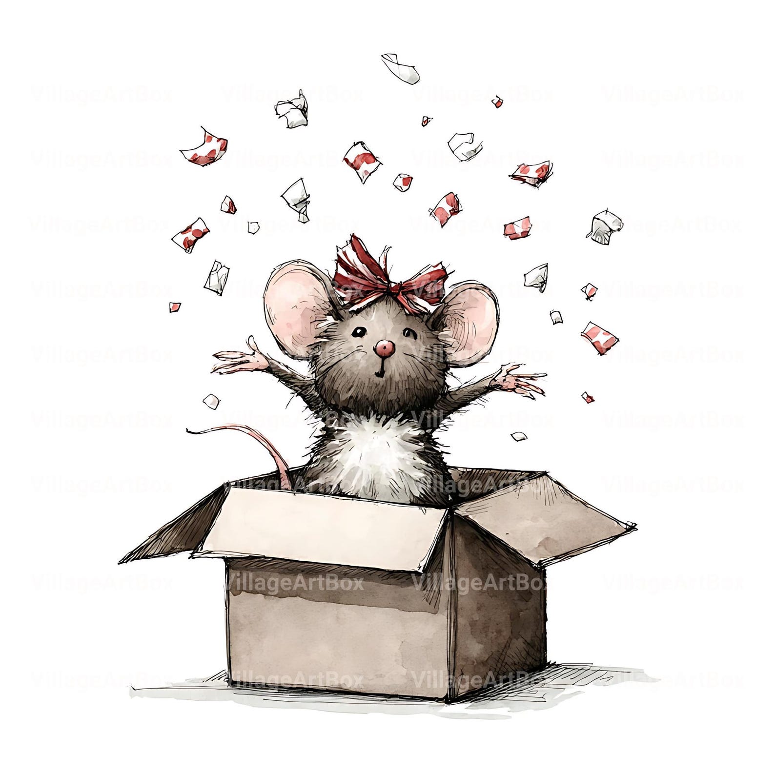 Watercolor Birthday Mouse Clipart | Party Mice & Cupcakes | Digital ...