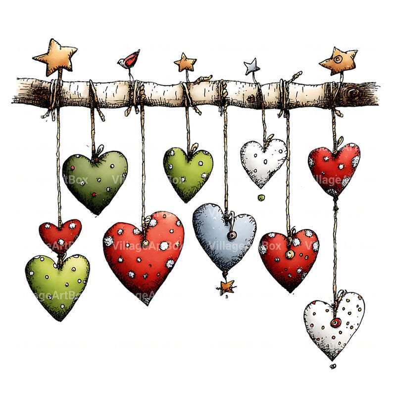 Whimsical Christmas Decor Clipart – Hanging Ornaments & Baubles, 10 ...