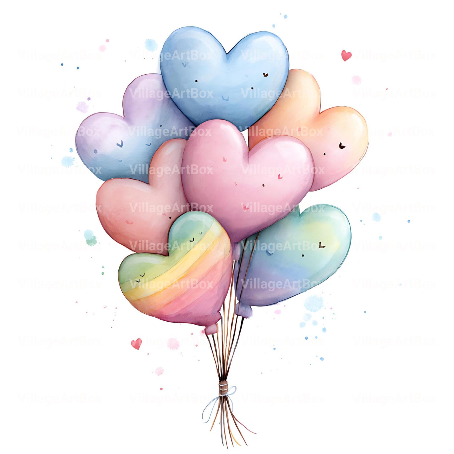 Watercolor Birthday Balloons Clipart | Pastel Balloon Bundles | Digital ...