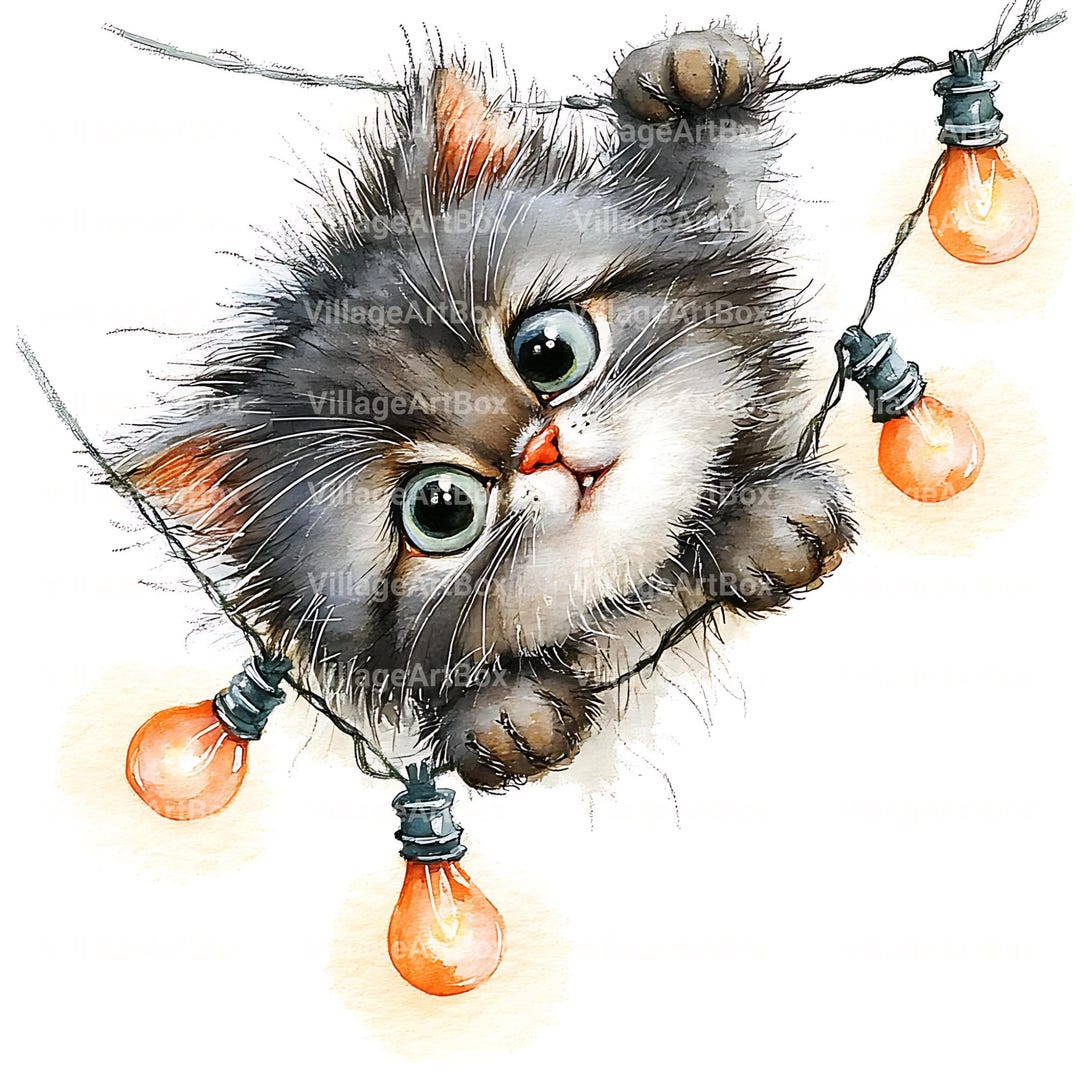 Watercolor Christmas Animals Clipart: Holiday Fox, Bunny, and Kitten ...