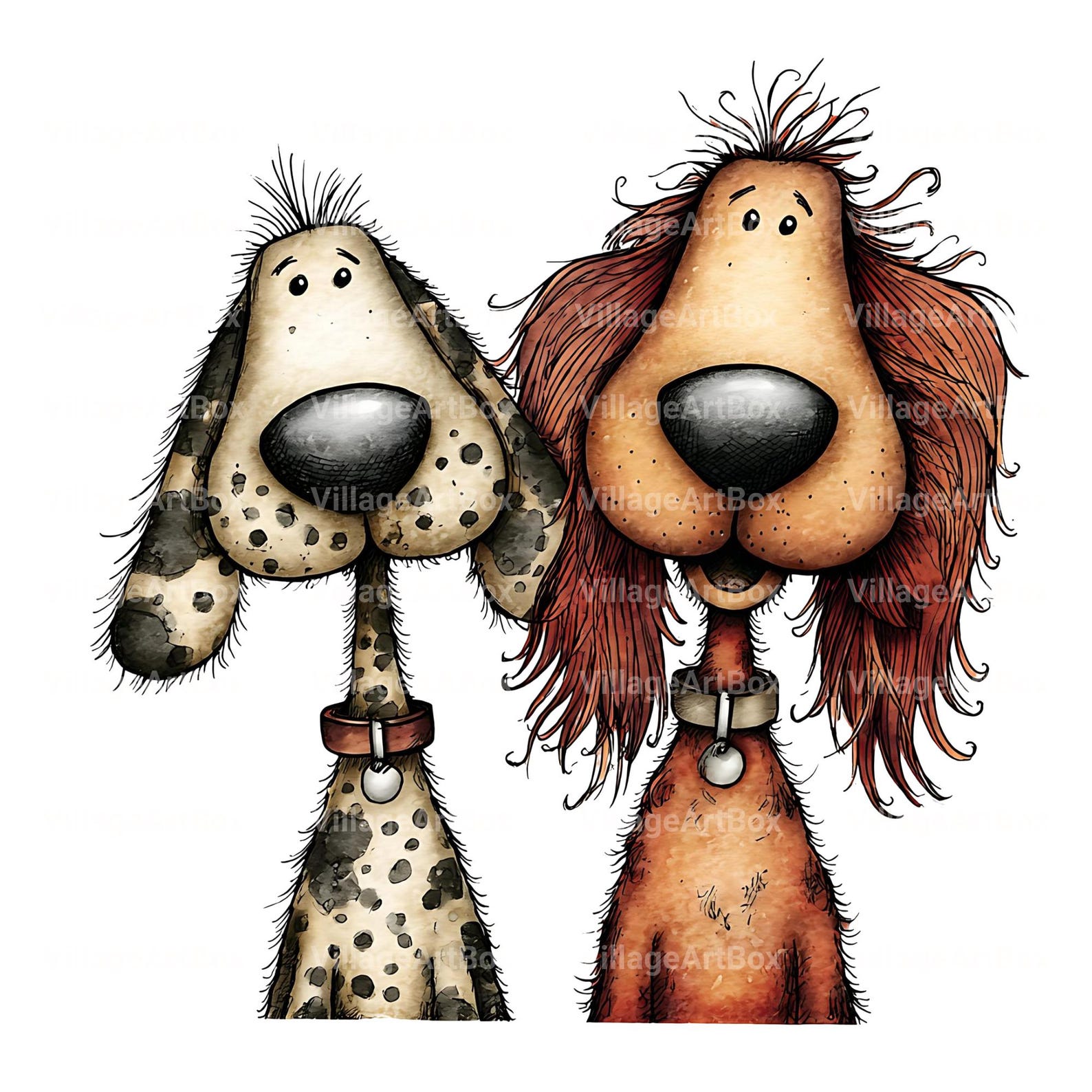 14 Whimsical Cartoon Dog Clipart Bundle Watercolor Funny Puppy Friends ...