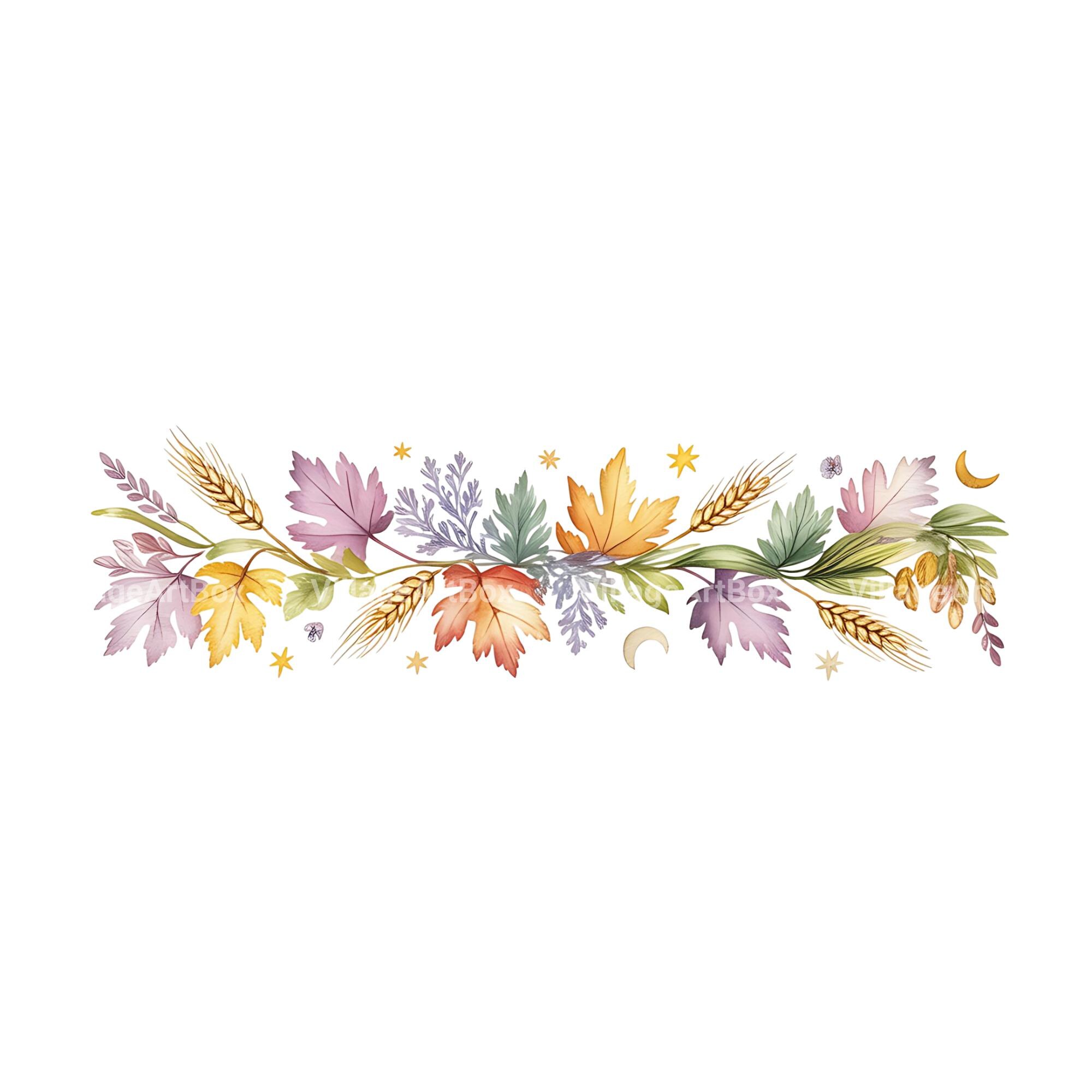 Watercolor Pumpkin Border Clipart: Fall Floral Dividers (digital ...