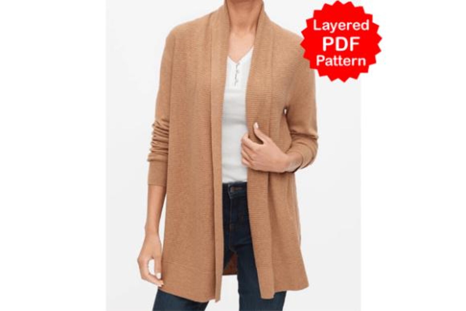 Open Front Sweater PDF Sewing Pattern – Easy & Stylish DIY Cardigan ...