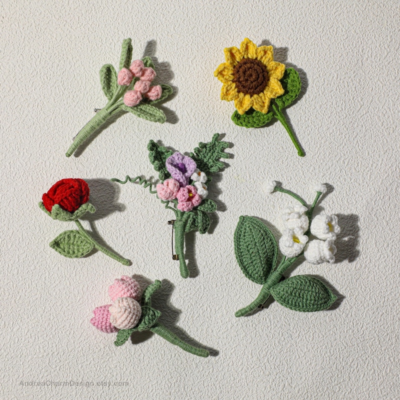 Black Crochet Flower Pin - Etsy