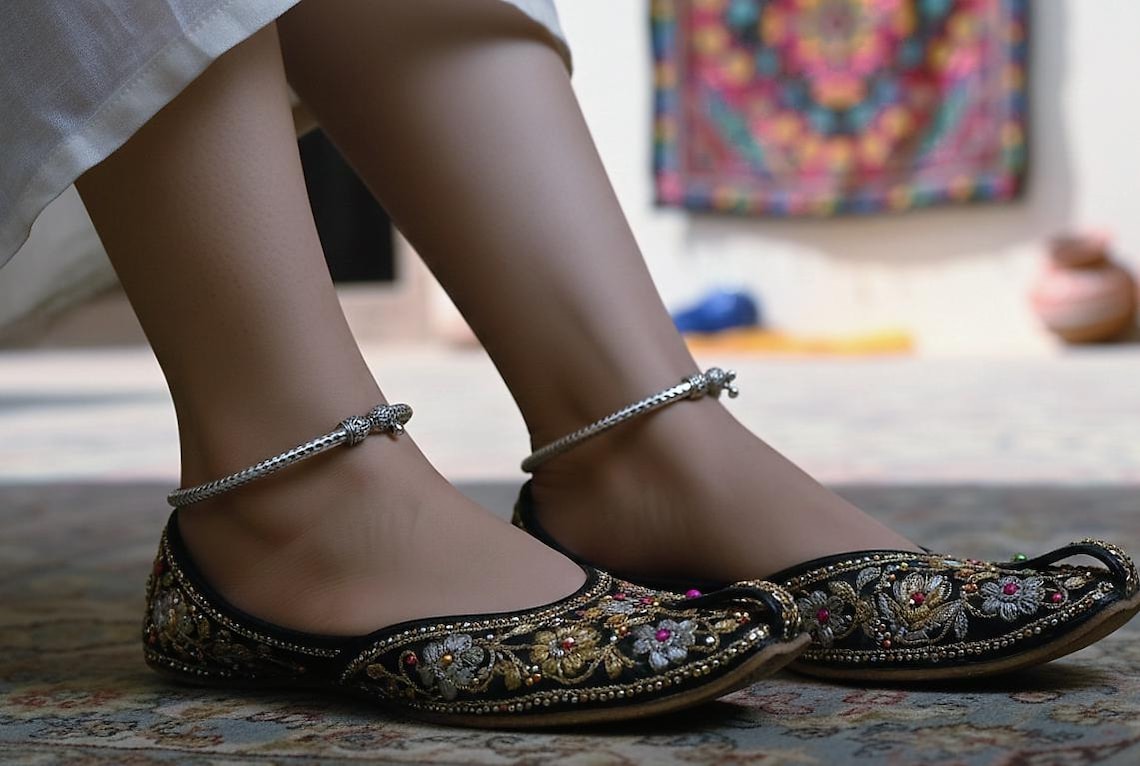 Minimal Punjabi Kada Payal Anklet • Handmade Silver Tone Payal • Indian ...