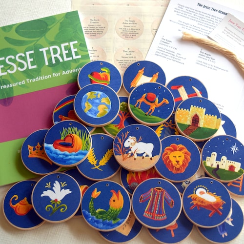 Advent Jesse Tree Book 6x9 & Blue Ornaments Storybook Set - Etsy