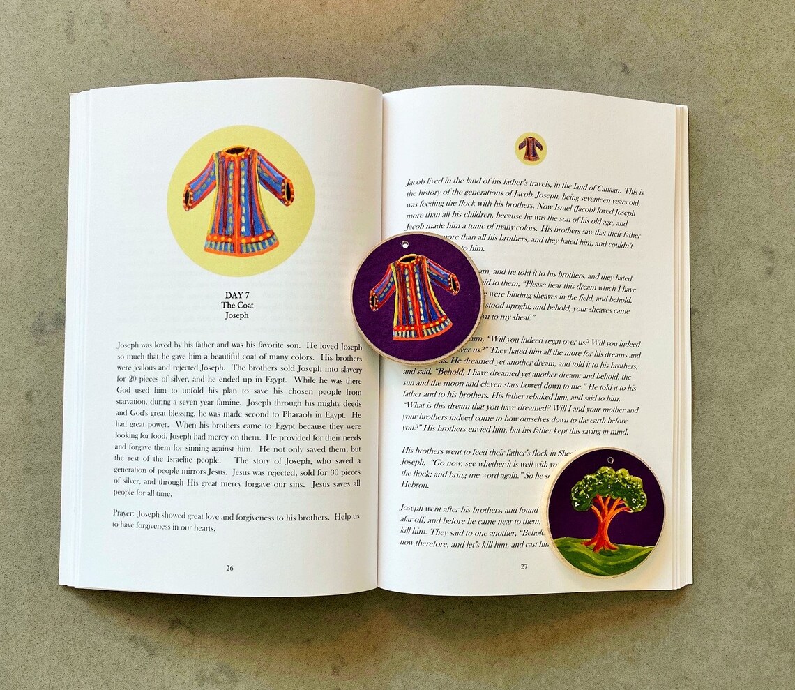 Advent Jesse Tree Book 6x9 & Purple Ornaments Storybook Set | Etsy