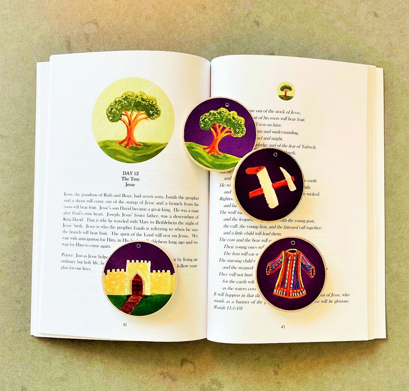 Advent Jesse Tree Book 6x9 & Purple Ornaments Storybook Set | Etsy