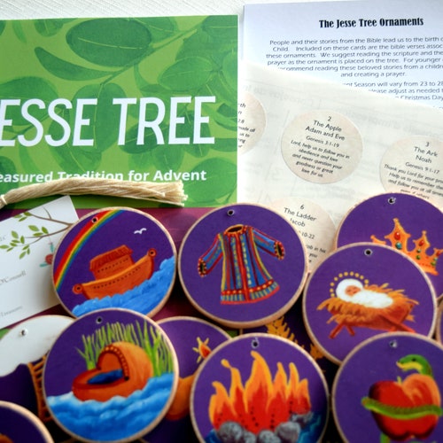 Advent Jesse Tree Book 6x9 & Purple Ornaments Storybook Set - Etsy