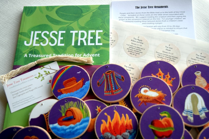 Advent Jesse Tree Book 6x9 & Purple Ornaments Storybook Set | Etsy