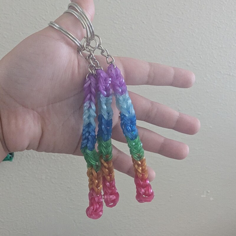 Rainbow Loom Keychain - Etsy