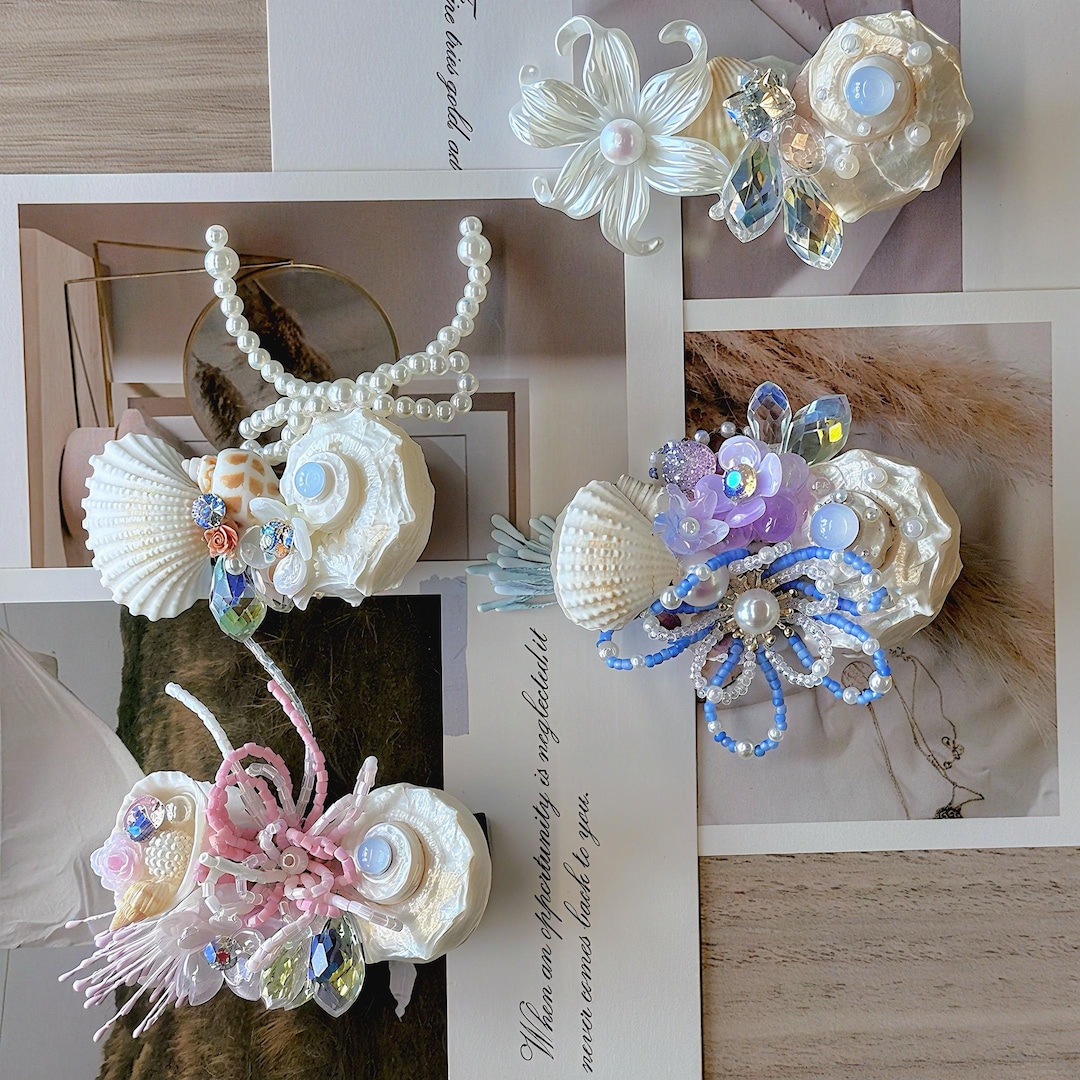 Handmade Seashell Barrette, Coastal Mermaidcore Hair Clip - Etsy