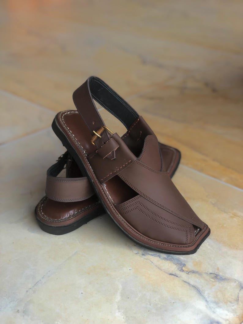 Kaptaan Chappal – Handmade Leather Peshawari Shoes – Ethnic Sandals for ...