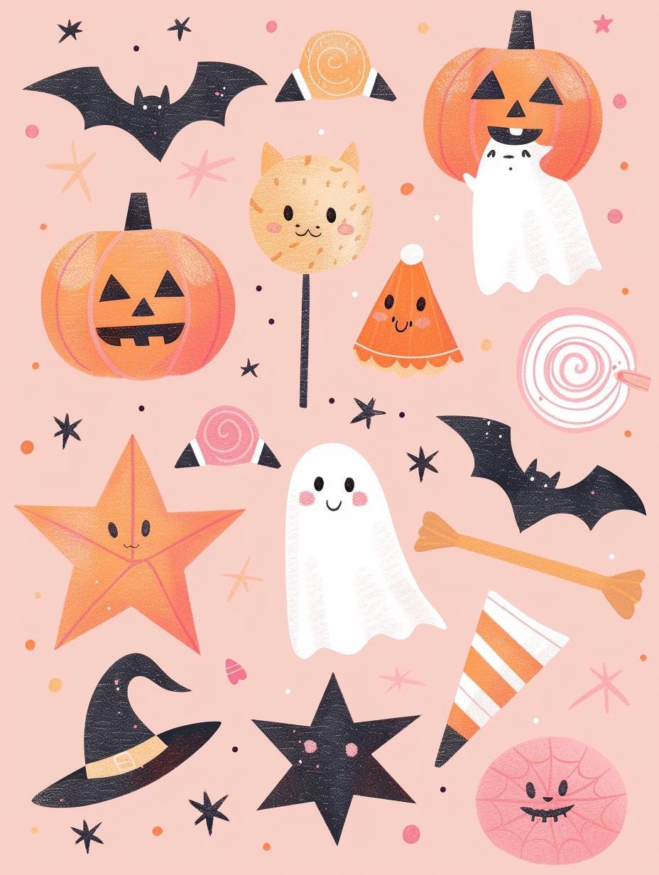 Cute Halloween Wall Art – Printable Poster With Pumpkins, Ghosts ...