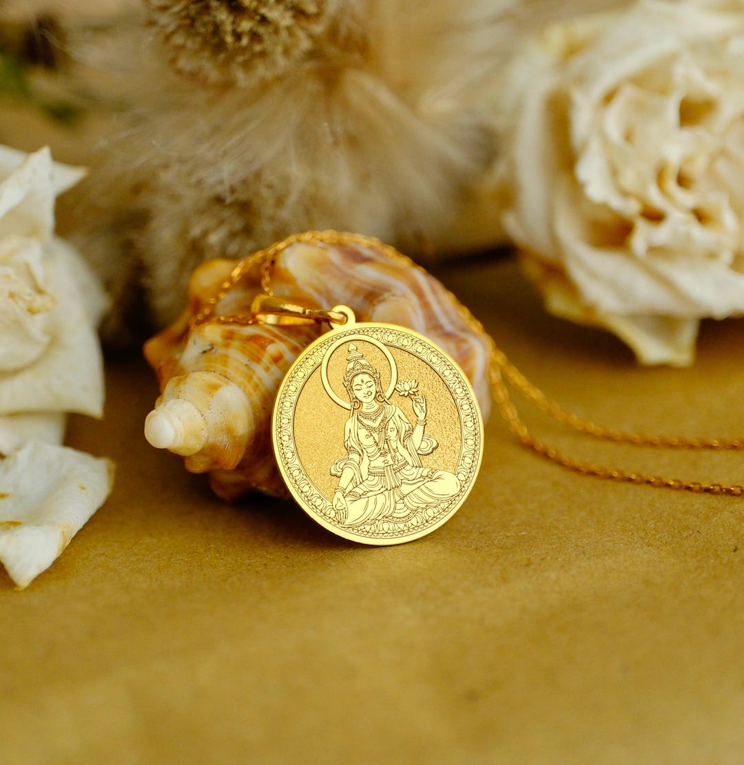 14K Solid Gold - Spiritual Tara Necklace, Gold or Silver (meditation ...