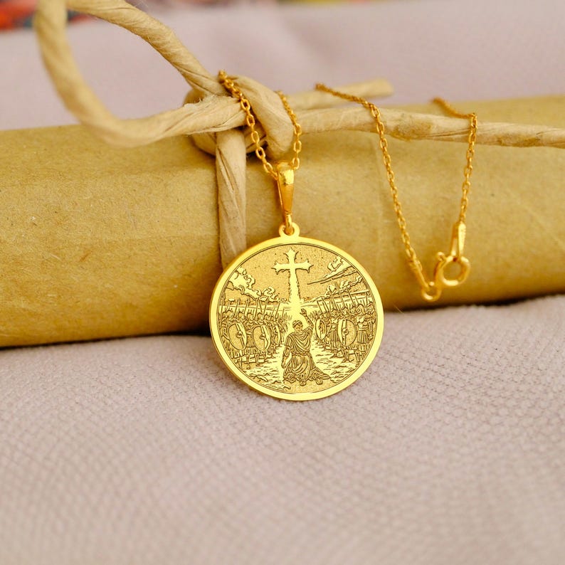 14K Solid Gold - Constantine Cross Pendant: Christian Symbol of Faith ...