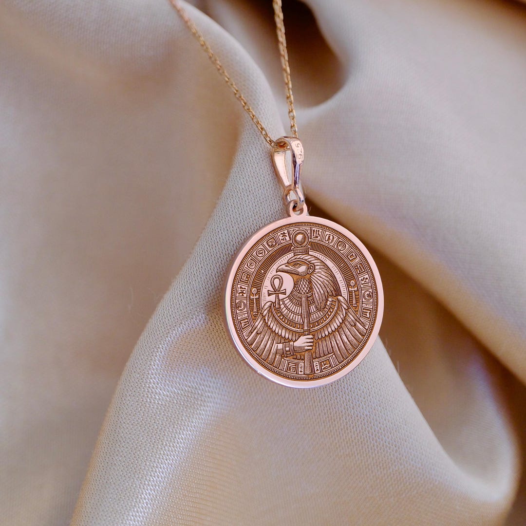 14K Solid Gold Horus Eye Pendant Necklace – Egyptian Spiritual Charm - Etsy