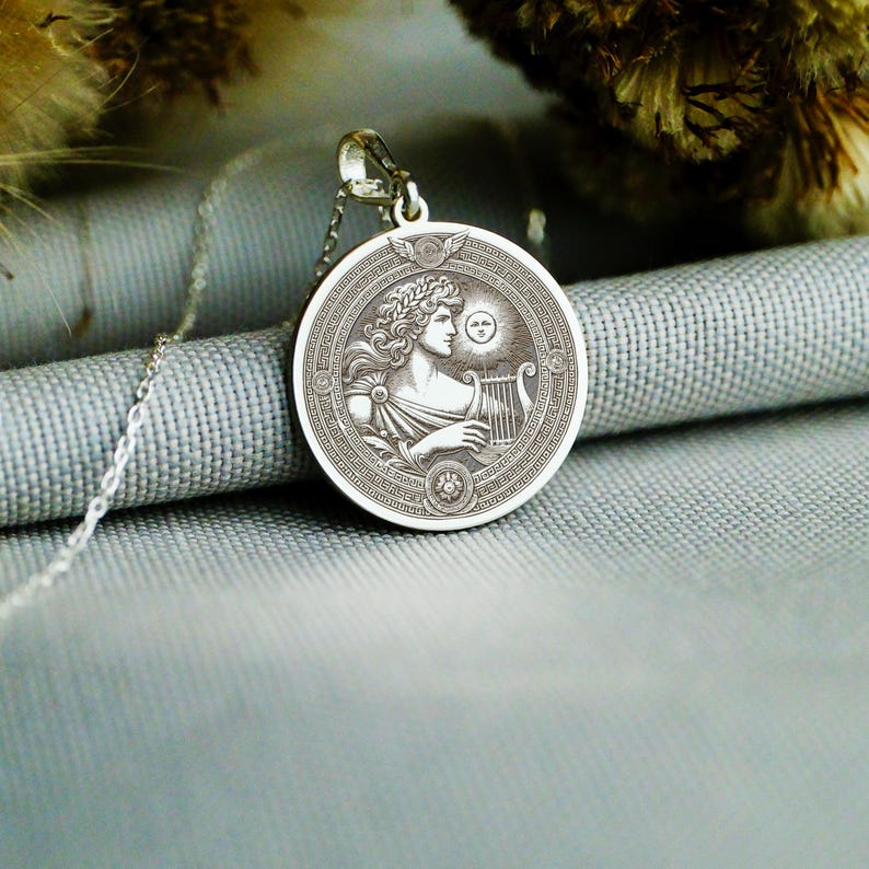 Apollo Medallion Necklace – 14K Gold Greek God Pendant, Custom Engraved ...
