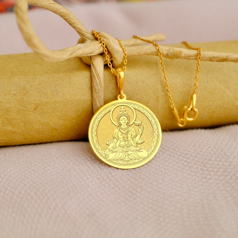 14K Solid Gold - Spiritual Tara Necklace, Gold or Silver (meditation ...