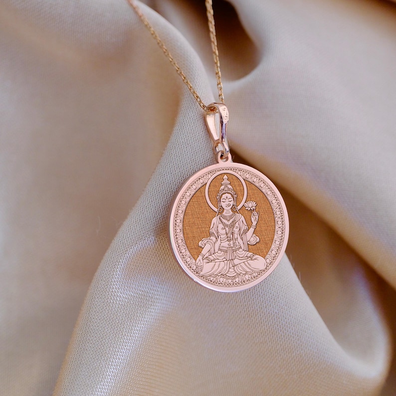 14K Solid Gold - Spiritual Tara Necklace, Gold or Silver (meditation ...